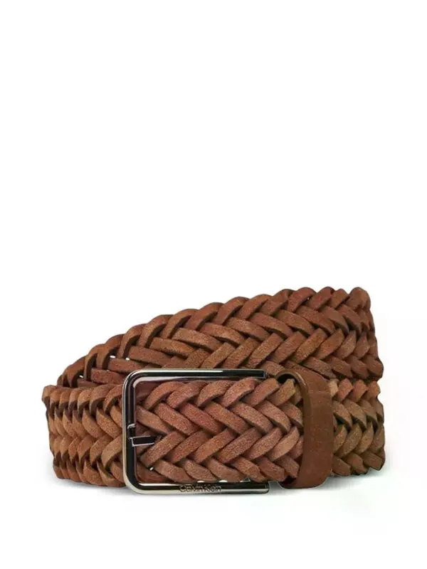 Calvin Klein Braided Leather Belt - Brown
