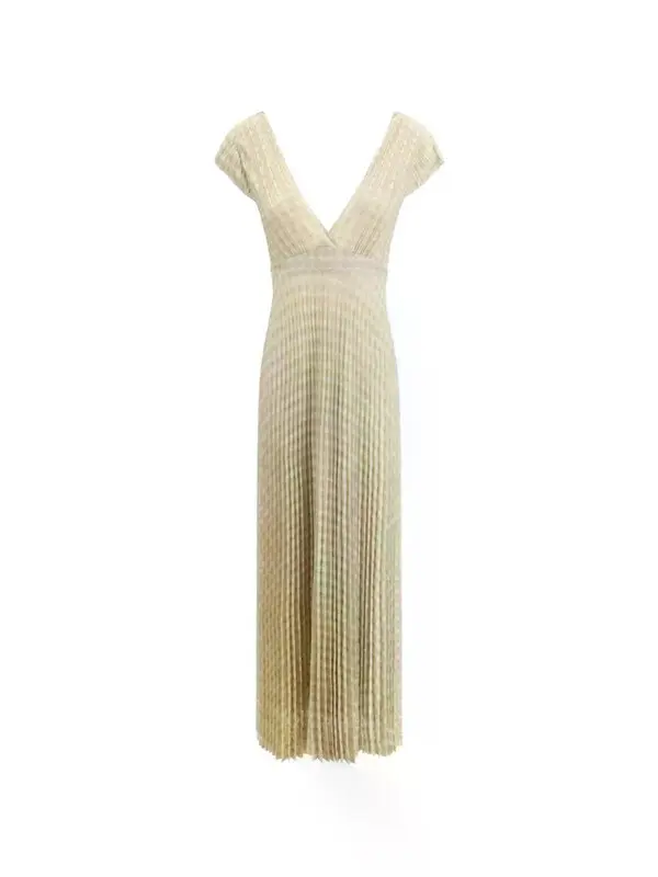 FORTE_FORTE Metallic Pleated Dress - Neutrals