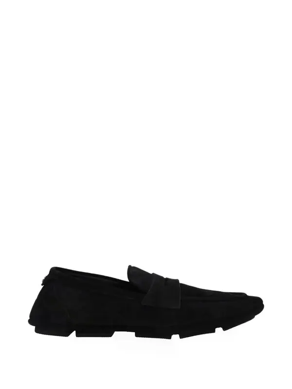 Dolce & Gabbana Logo-plaque Suede Loafers - Black