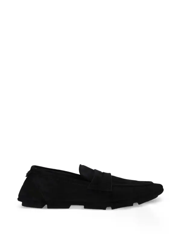 Dolce & Gabbana Logo-plaque Suede Loafers - Black