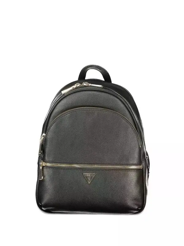 Guess Pebbled Backpack With Logo Plaque - Black