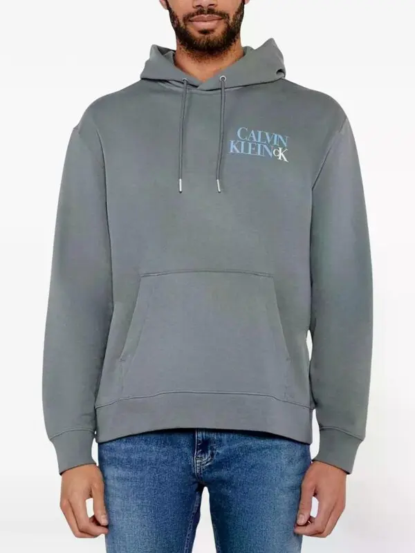 Calvin Klein Logo-print Drawstring Hoodie - Grey