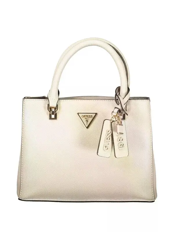 Guess Logo-plaque Saffiano-effect Tote - Neutrals