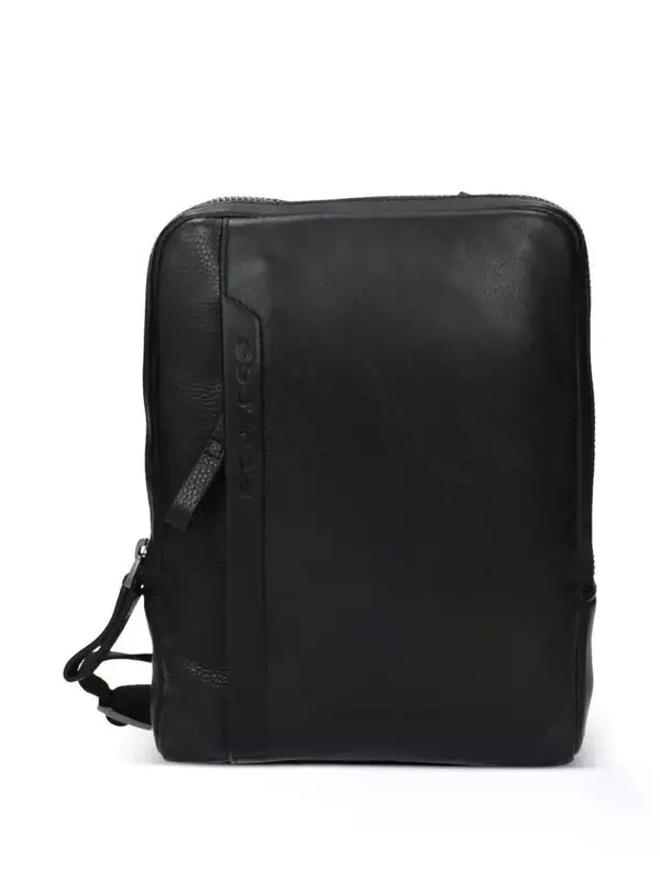 PIQUADRO Leather Messenger Bag - Black
