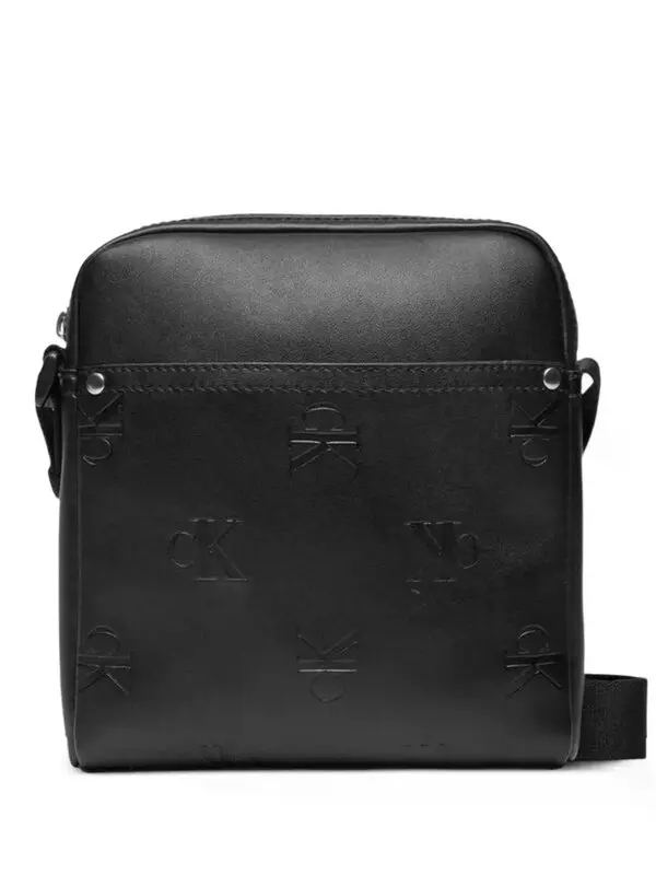 Calvin Klein Debossed Logo Messenger Bag - Black