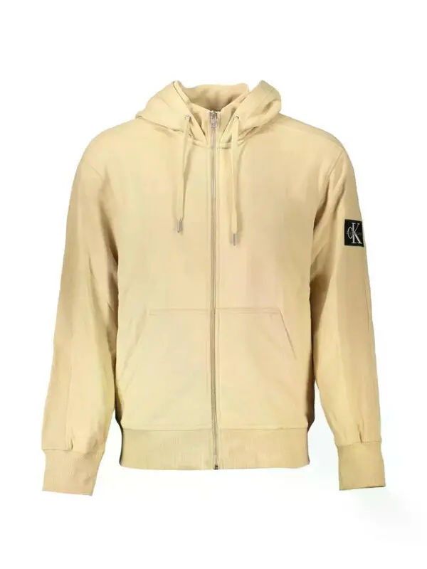 Calvin Klein Logo-patch Zip-up Hoodie - Neutrals