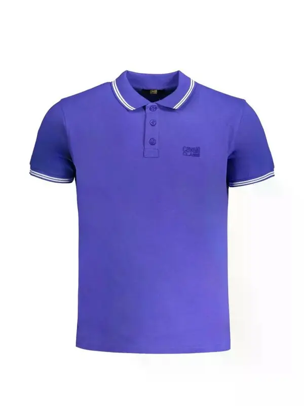 Roberto Cavalli Logo-embroidered Ribbed-trim Polo Shirt