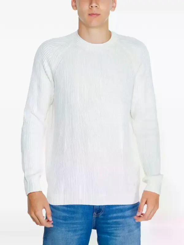 Calvin Klein Ribbed-knit Crew-neck Sweater - White