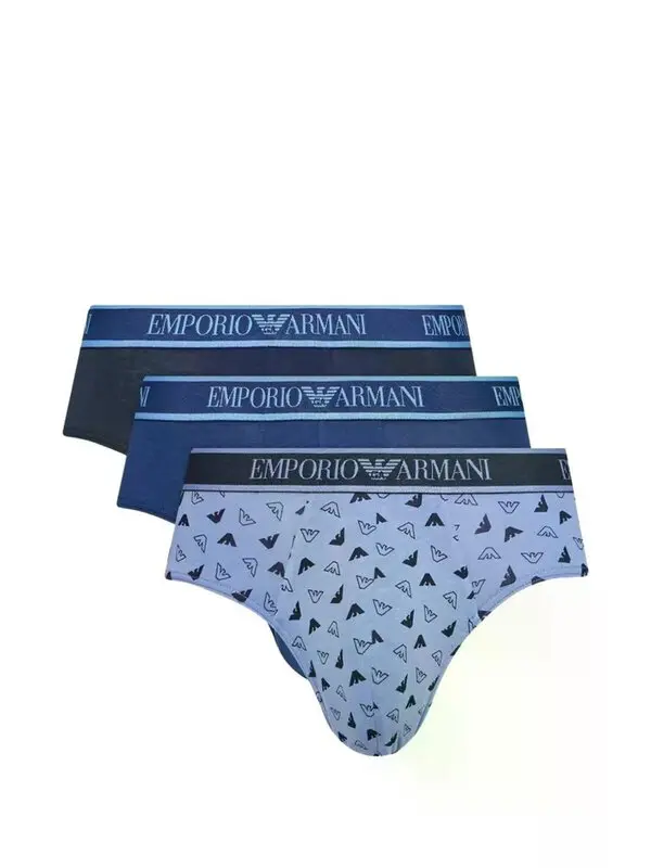Emporio Armani Logo-print Briefs - Blue