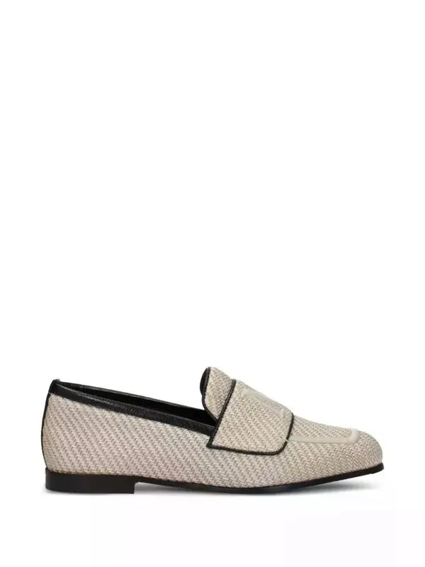 Max Mara Woven Leather-trim Loafers - Neutrals