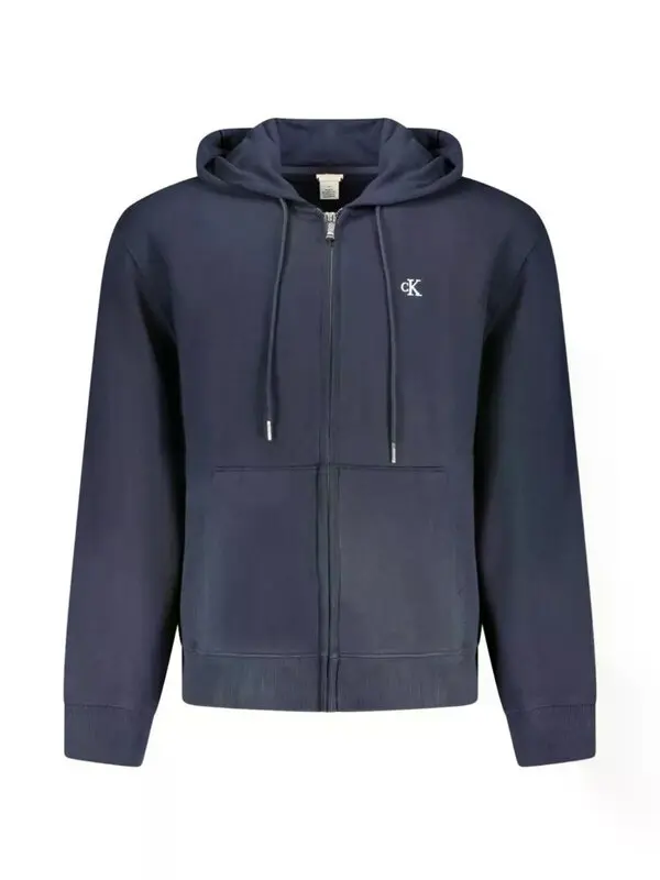 Calvin Klein Logo-print Zip-up Hoodie - Blue