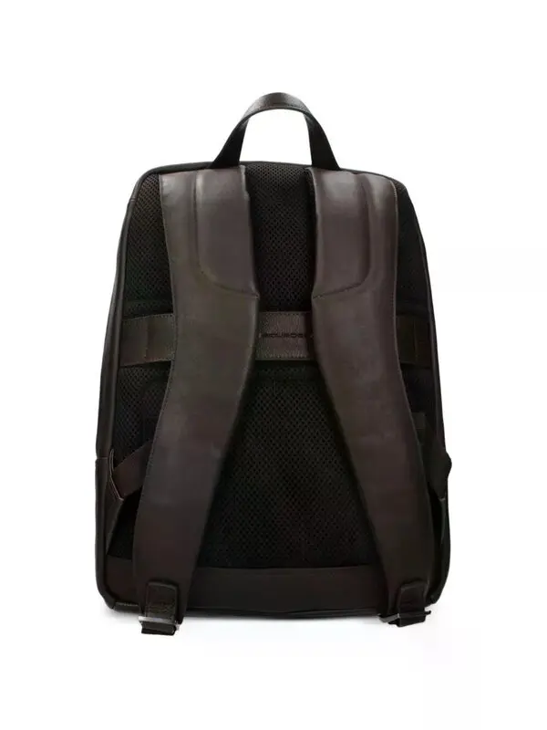 PIQUADRO Leather Backpack With Logo Plaque