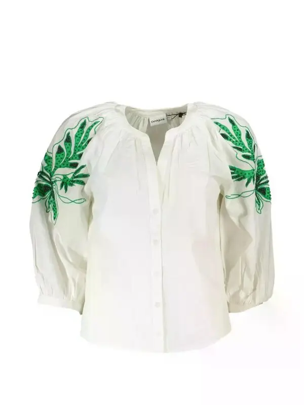 Desigual Embroidered Puff-sleeve Shirt - White