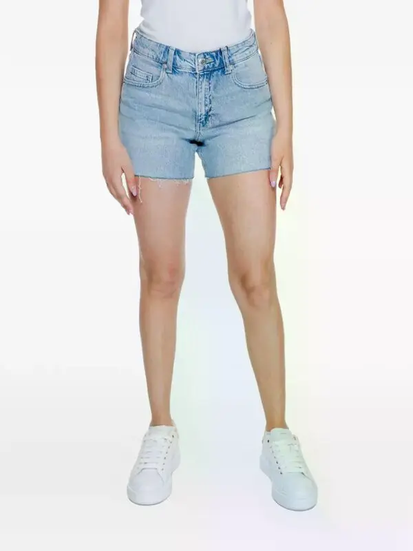 Vero Moda Light-wash Distressed Hem Denim Shorts - Blue
