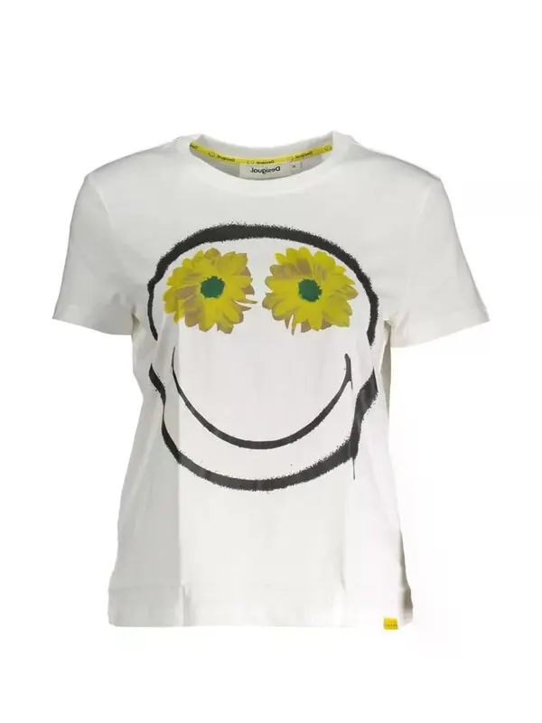 Desigual Sunflower-print Smiley-face T-shirt - White