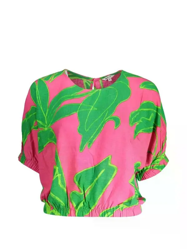 Desigual Leaf-print Elasticated Top - Pink