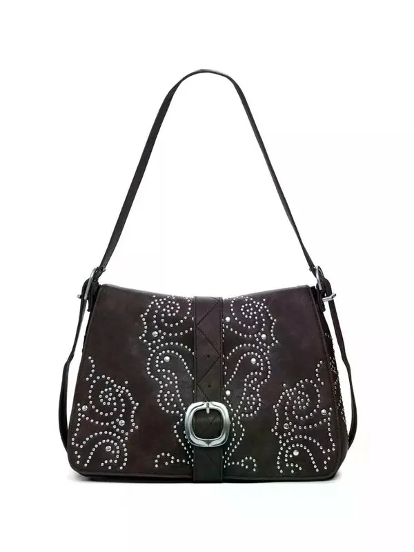 Desigual Stud-embellished Buckle-fastening Shoulder Bag - Brown