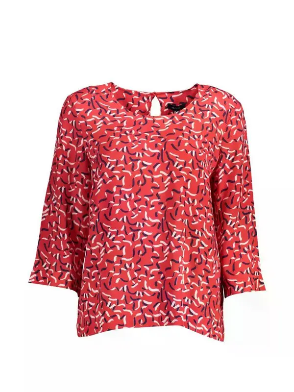 Gant Abstract-print Three-quarter Sleeve Blouse - Red