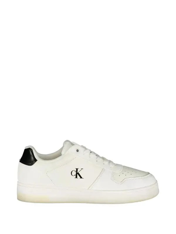 Calvin Klein Logo-patch Pebbled Sneakers - White
