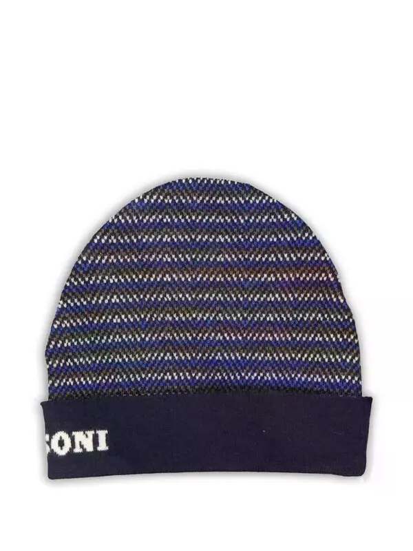 Missoni Chevron-knit Beanie Hat - Blue