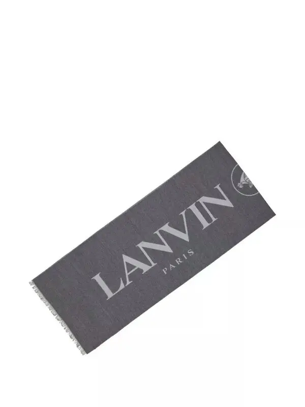 LANVIN Logo-print Silk Scarf - Grey