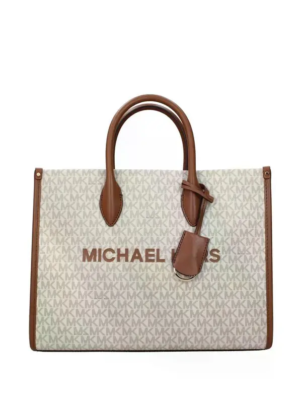 Michael Kors Monogram-print Tote Bag With Logo Lettering - Neutrals