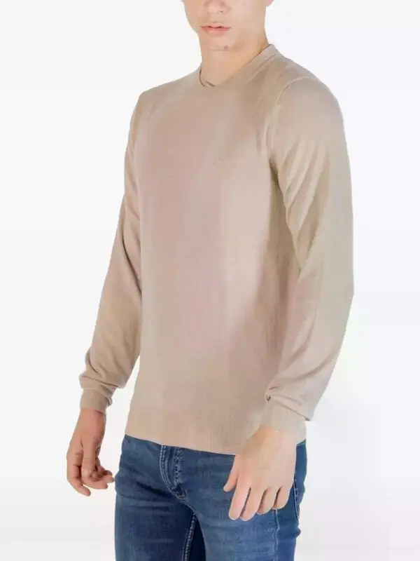 Guess Logo-embroidered Crew-neck Jumper - Neutrals