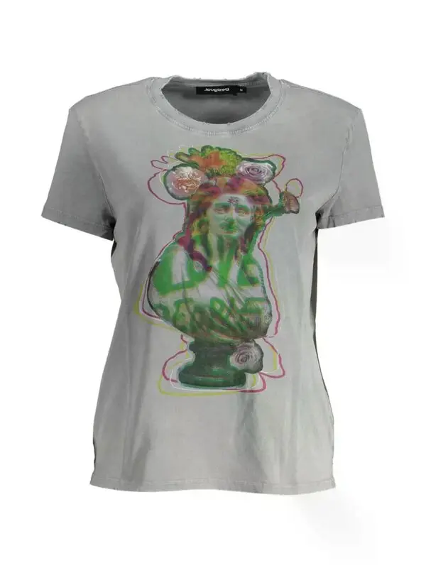 Desigual Graphic-print Cotton T-shirt - Grey