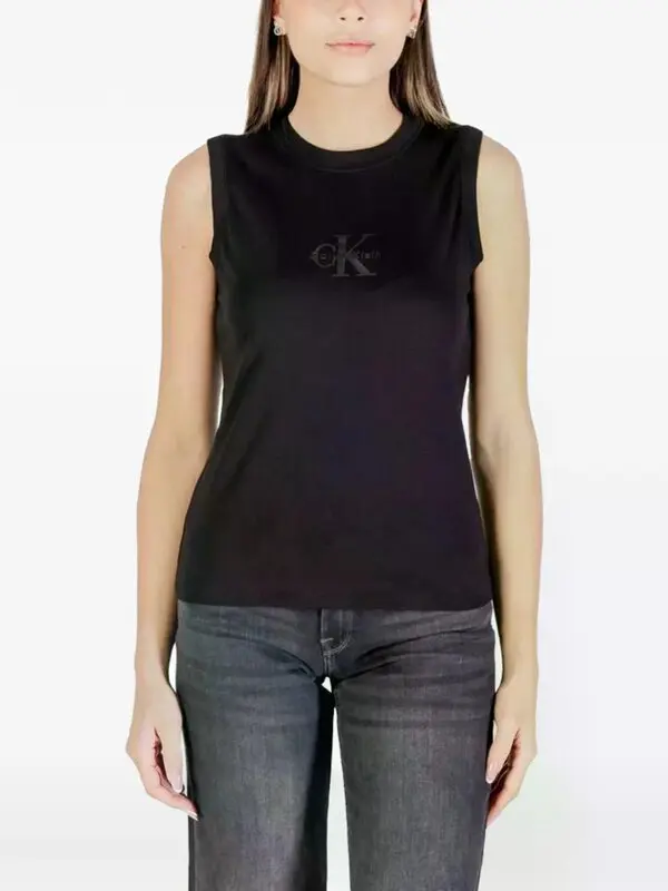 Calvin Klein Logo-print Sleeveless T-shirt - Black