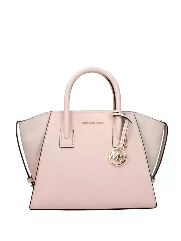 Michael Kors Leather Tote Bag With Logo Charm - Pink