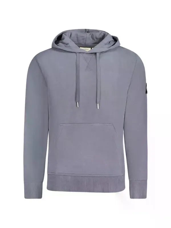 Calvin Klein Logo Patch Drawstring Hoodie - Blue