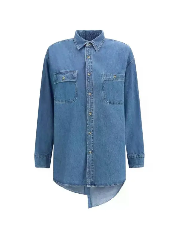 E.L.V. DENIM Panelled Asymmetric Denim Shirt