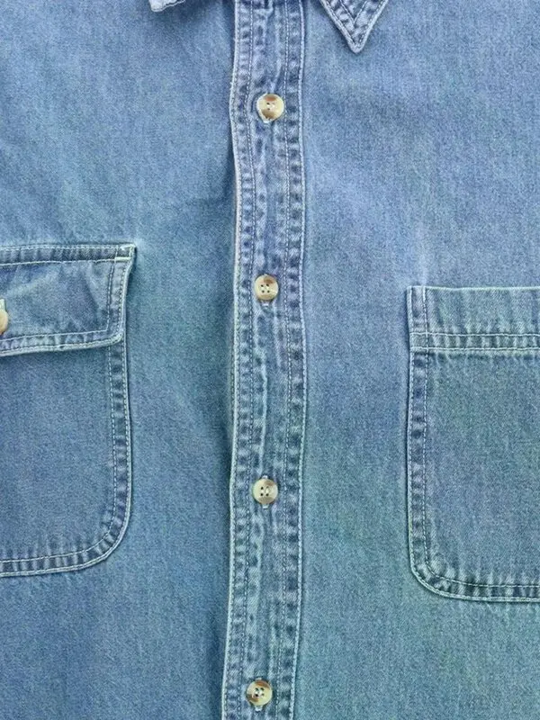 E.L.V. DENIM Panelled Asymmetric Denim Shirt