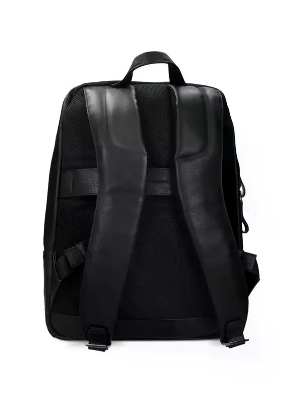 PIQUADRO Leather Backpack With Logo Plaque