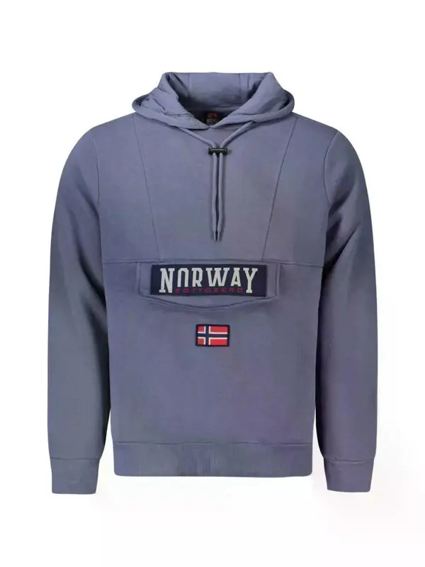 NORWAY 1963 Logo-patch Drawstring Hoodie - Blue