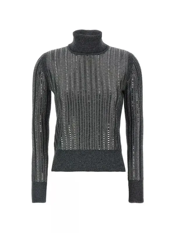 Ermanno Scervino Open-knit Roll-neck Sweater - Grey
