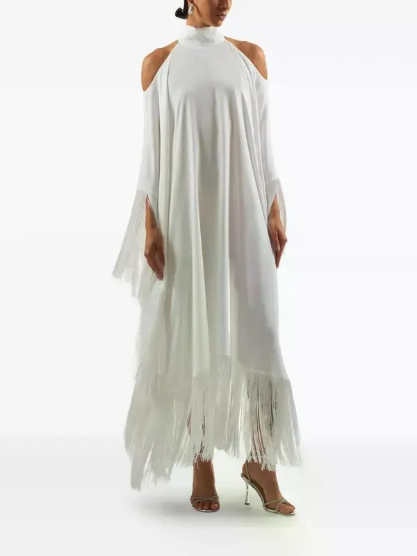 TALLER MARMO Divina Fringe-trimmed Kaftan Dress - White