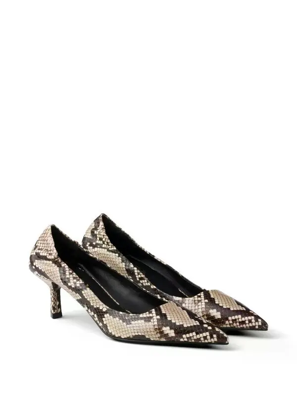 Prada Printed Ayers Leather Pointed Toe Pumps - Neutrals