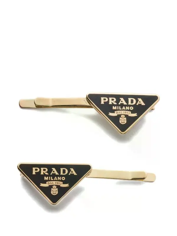 Prada Metal Hair Clips - Gold