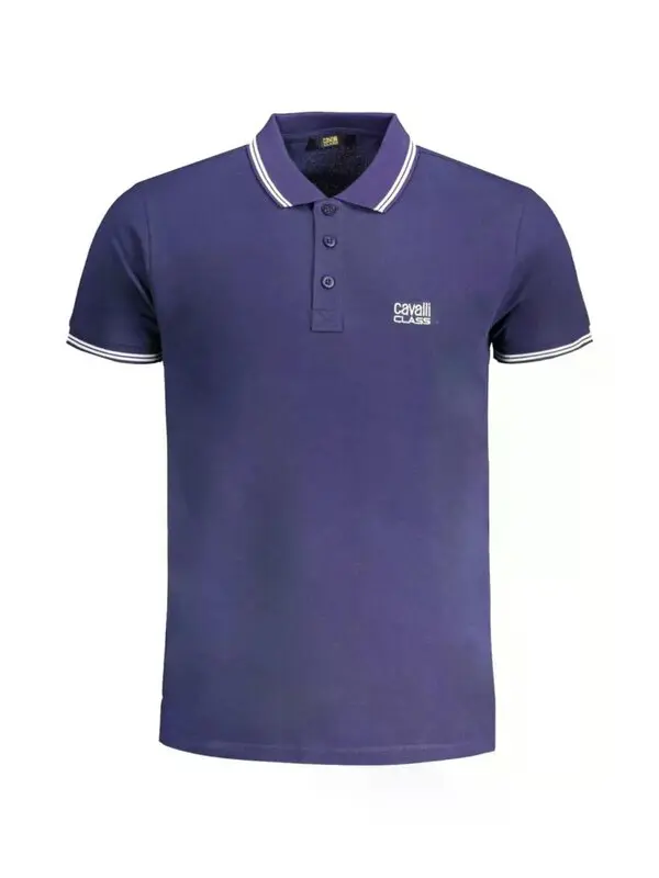 Roberto Cavalli Logo-embroidered Striped-trim Polo Shirt