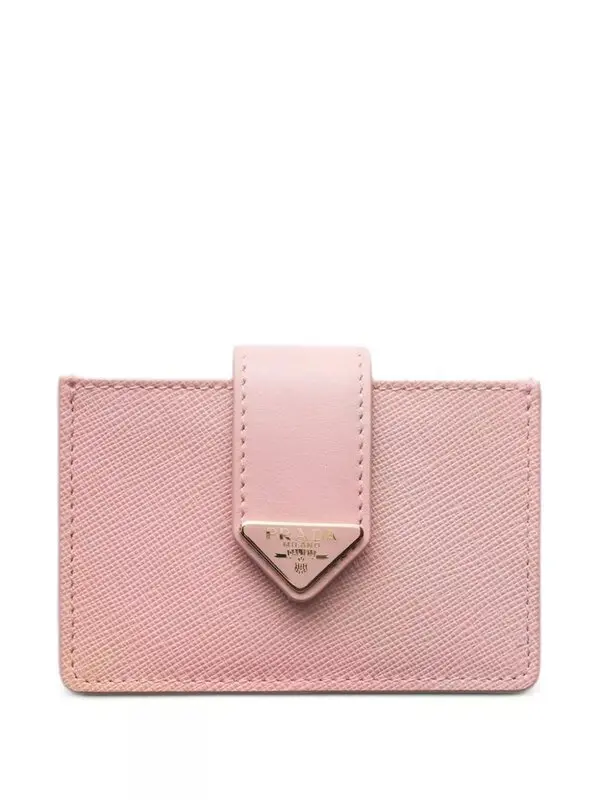 Prada Saffiano And Smooth Leather Card Holder - Pink