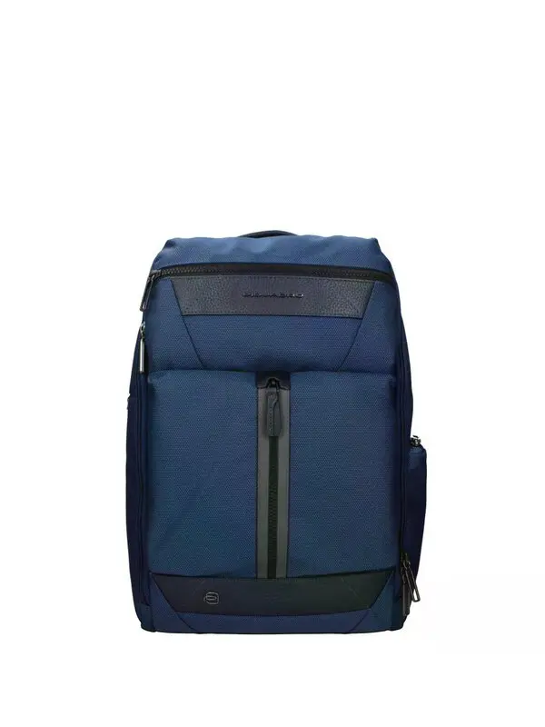 PIQUADRO Leather-trimmed Textured Backpack - Blue