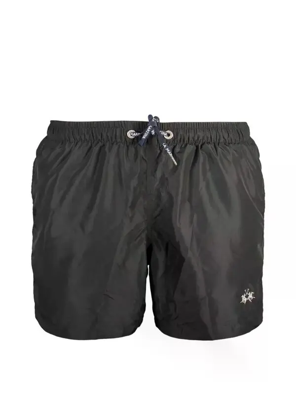 LA MARTINA Logo-embroidered Drawstring Swim Shorts - Black