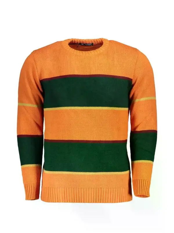 U.S. GRAND Horizontal-stripe Sweater - Orange