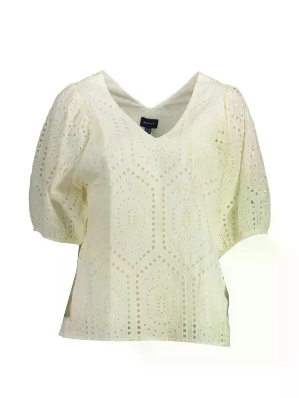 Gant Eyelet-embroidered Puff-sleeve Blouse - Neutrals