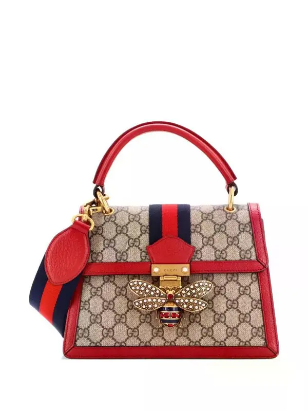 Gucci Queen Margaret Gg Coated Canvas Top Handle Satchel - Red