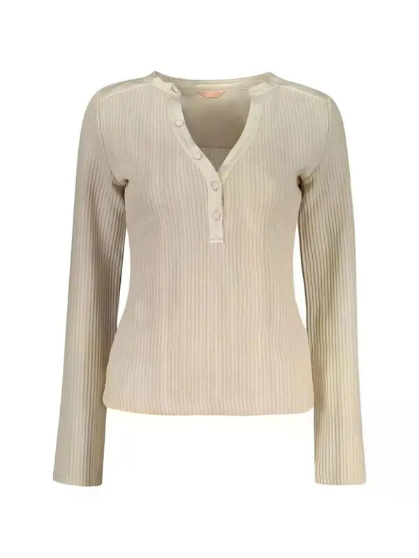 Guess Ribbed-knit V-neck Sweater - Neutrals