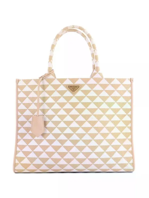 Prada Symbole Shopper Jacquard Large Tote Bag - Neutrals
