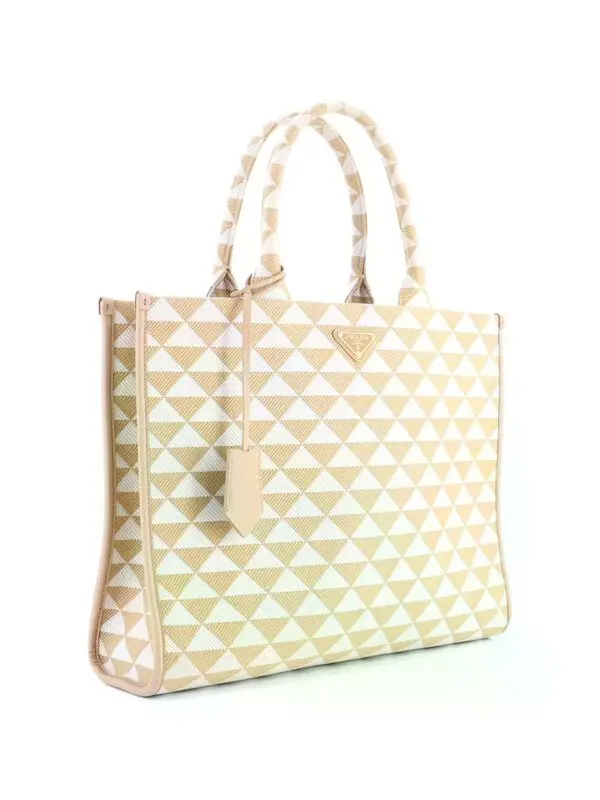 Prada Symbole Shopper Jacquard Large Tote Bag - Neutrals