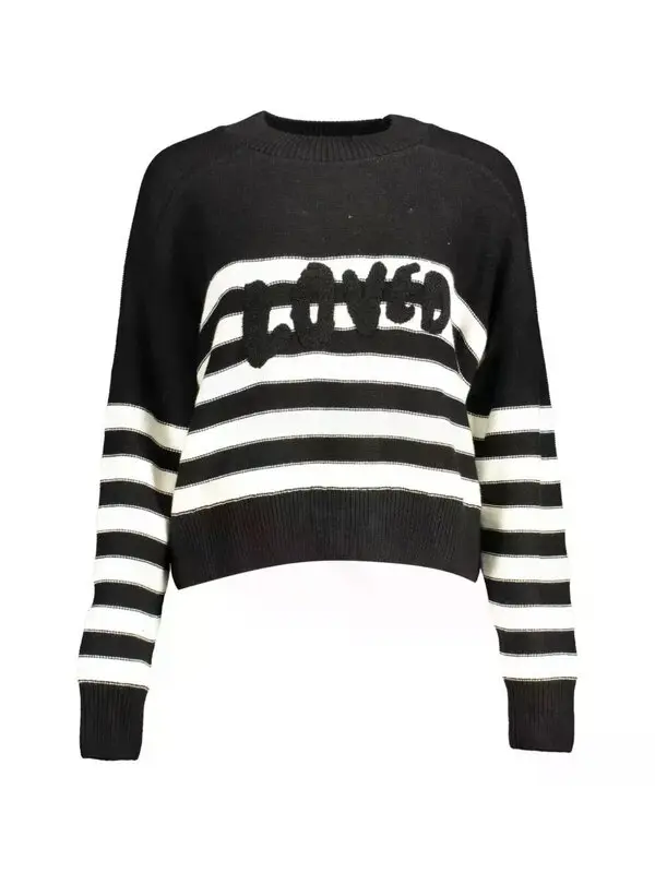 Desigual Embroidered Stripe-pattern Sweater - Black